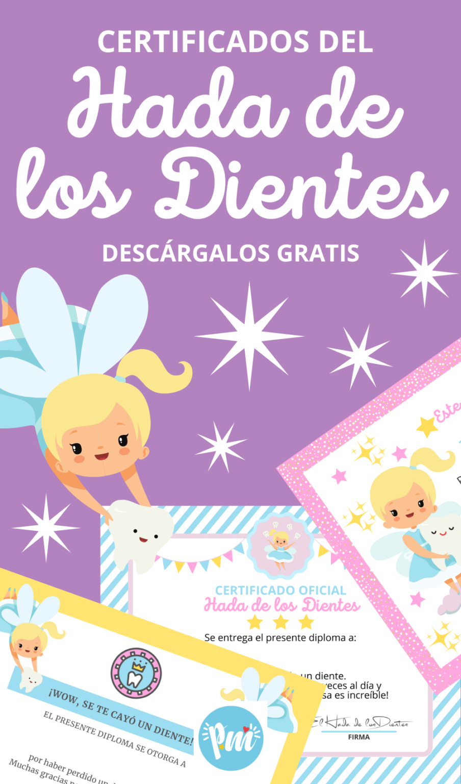 Hada de los Dientes. Diplomas imprimibles. - Poder Mamá