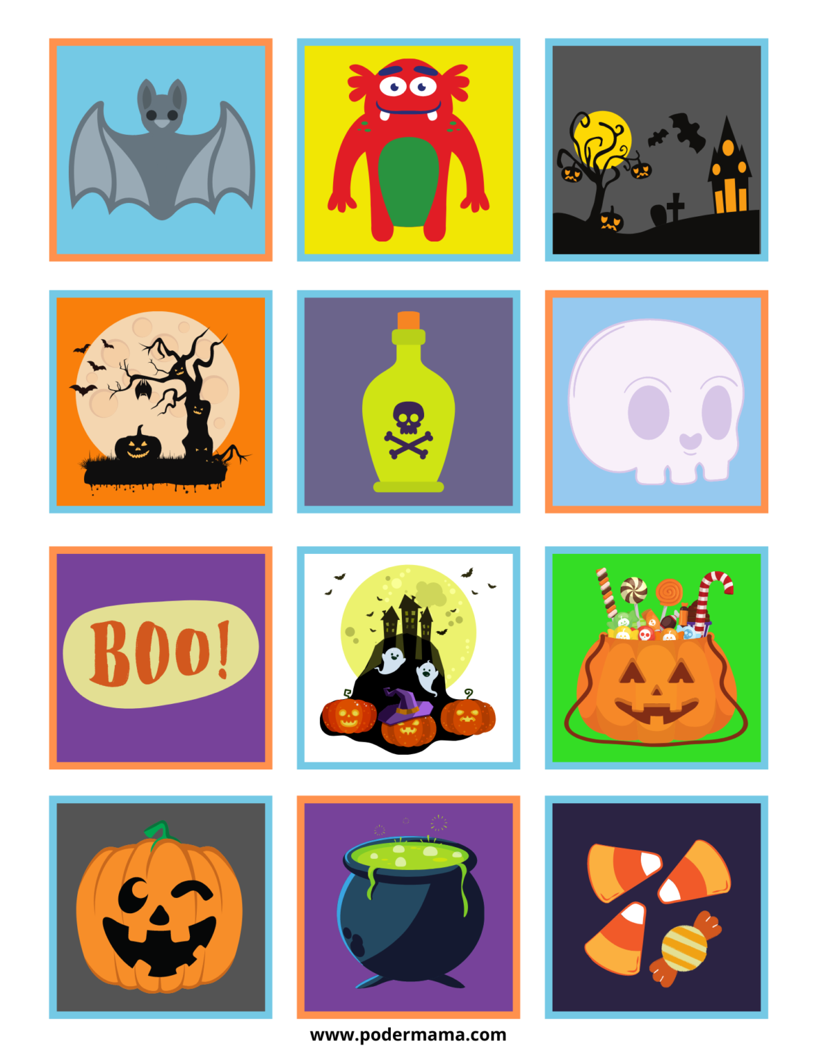 Memoria de Halloween para niños. - Poder Mamá IMPRIMIBLES
