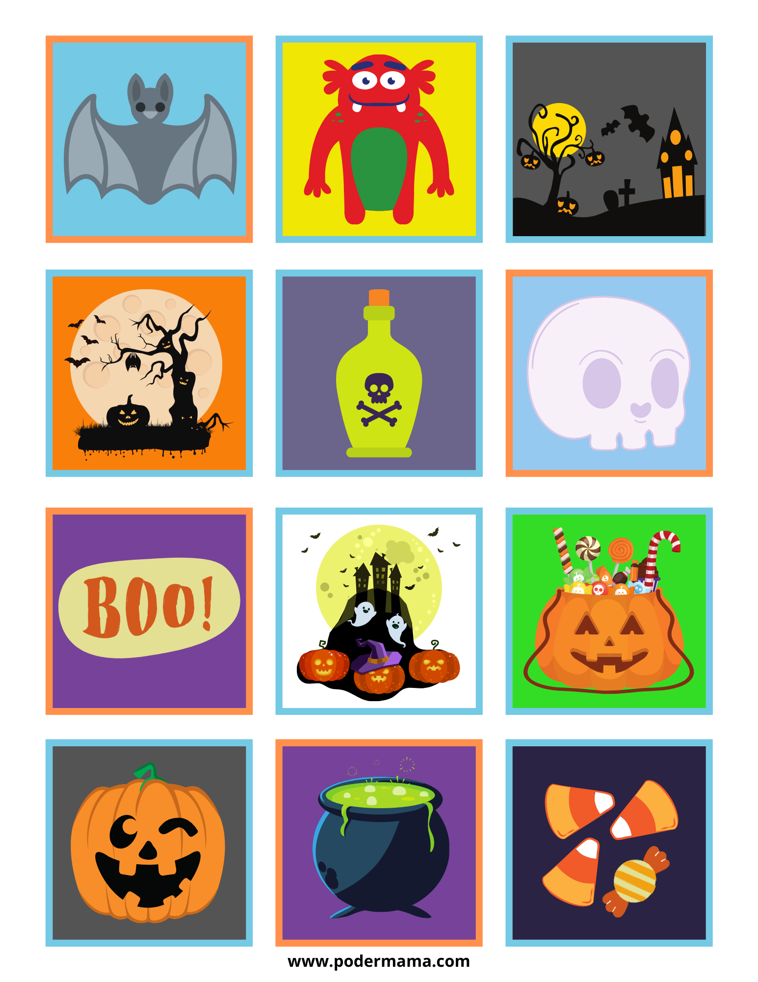 Memoria de Halloween para niños. - Poder Mamá IMPRIMIBLES