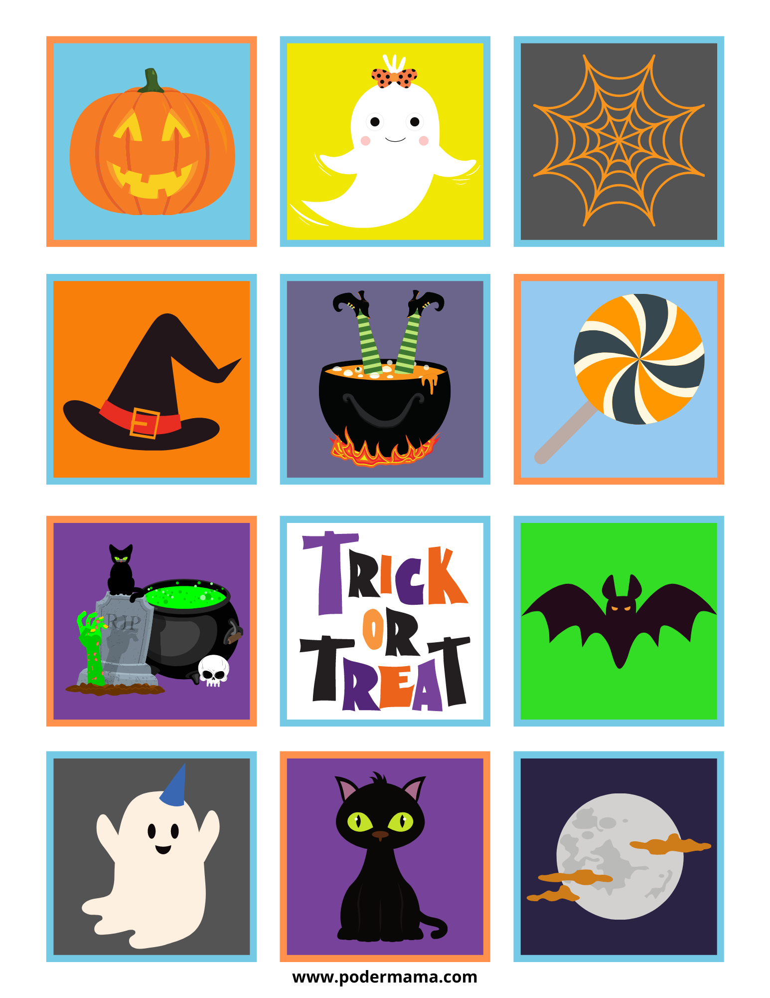 Memoria de Halloween para niños. - Poder Mamá IMPRIMIBLES