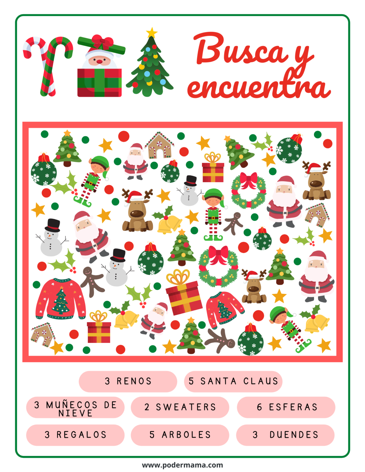 Actividades de Navidad para niños. Imprimibles gratis. - Poder Mamá