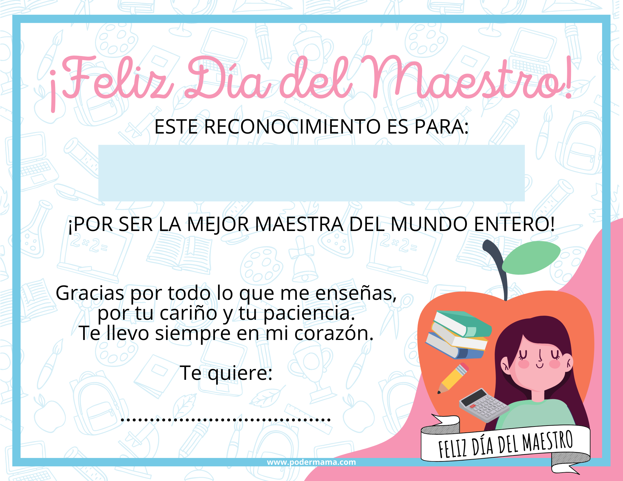 Diplomas del Día del Maestro para imprimir. - Poder Mamá