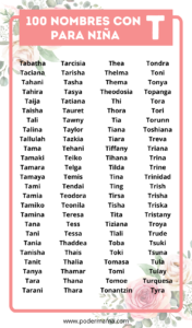 100 Nombres con T para niña, origen y significado. - Poder Mamá