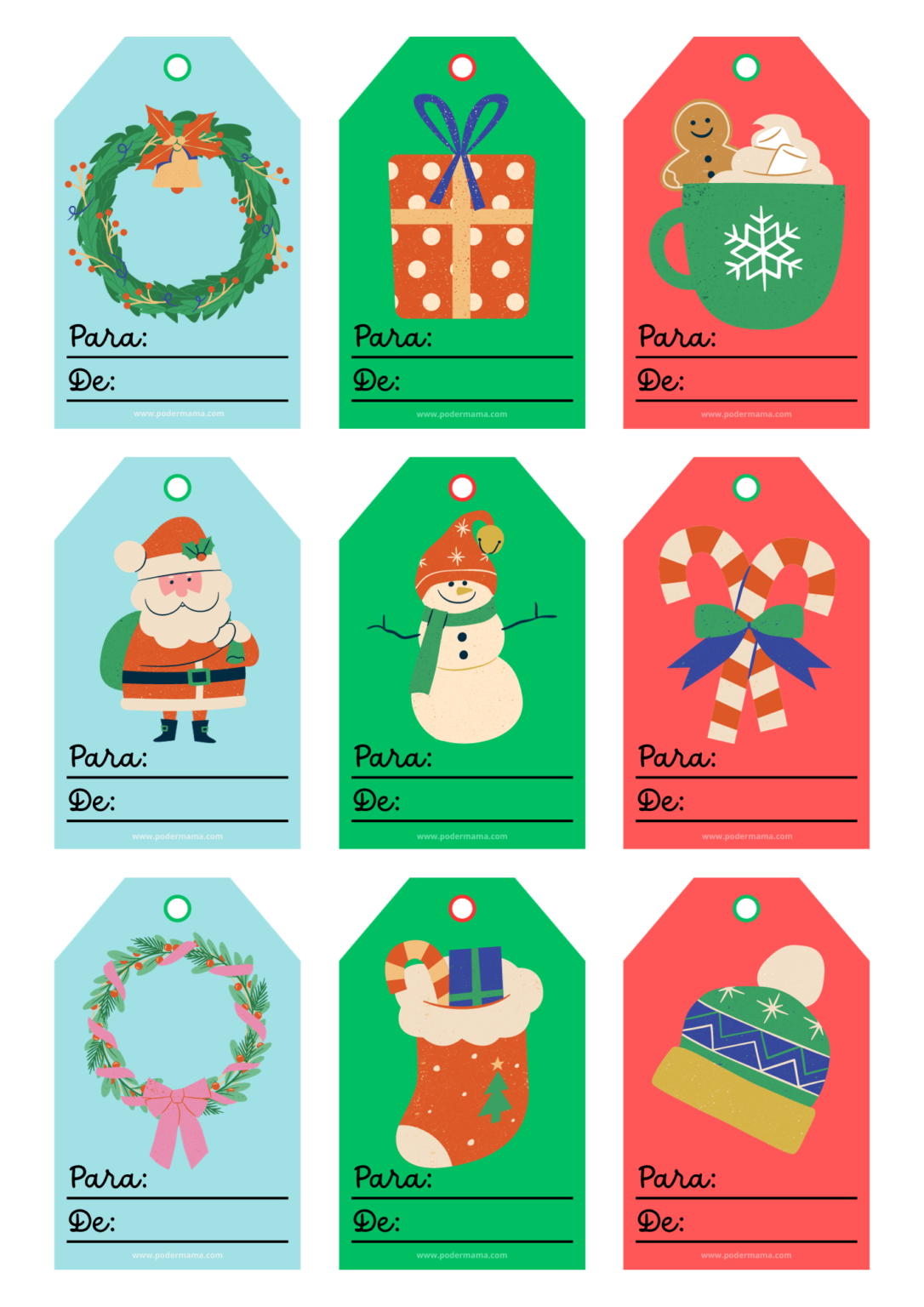 Etiquetas de Navidad para regalos, etiquetas para imprimir. - Poder Mamá