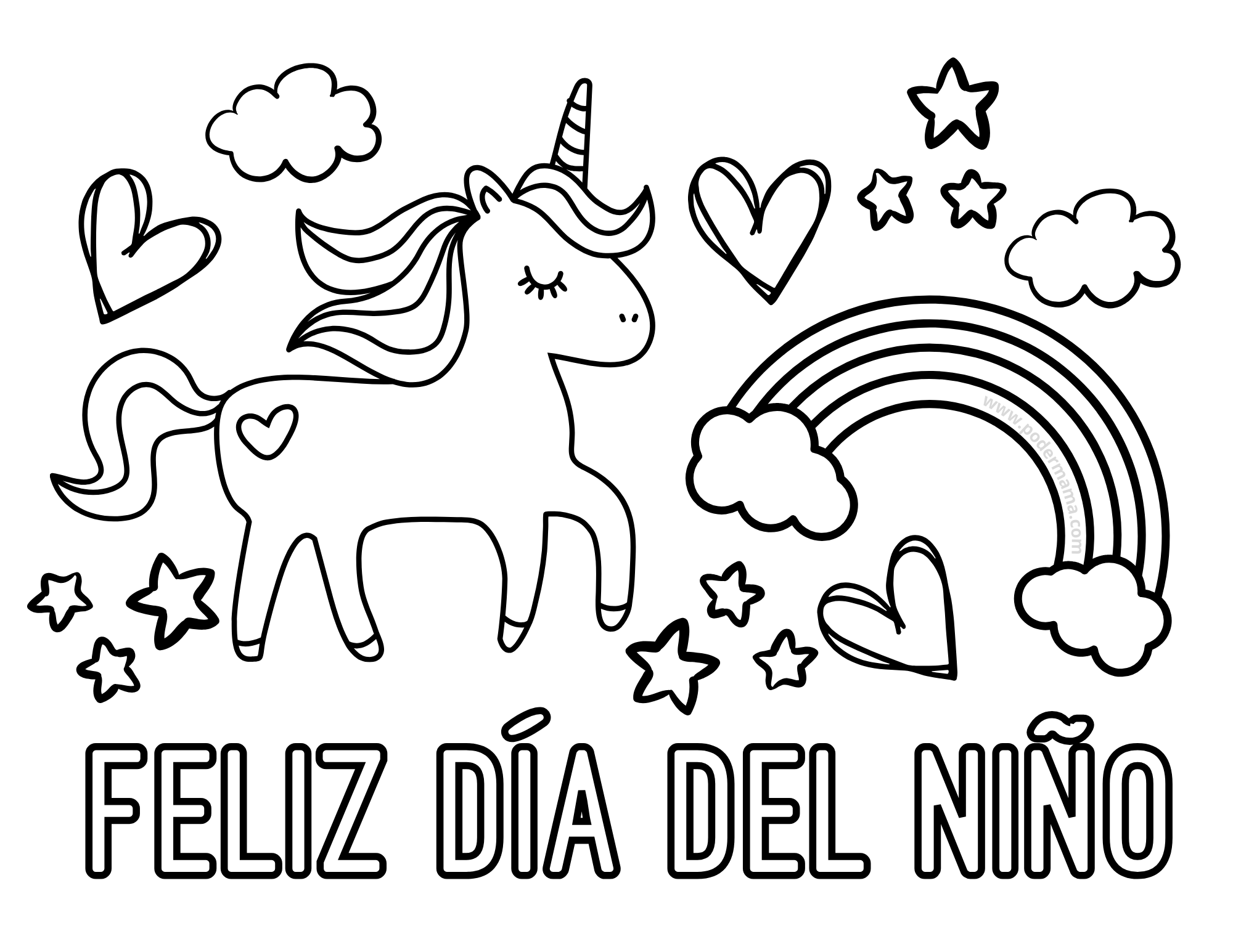 Dibujos del Día del Niño para colorear. - Poder Mamá