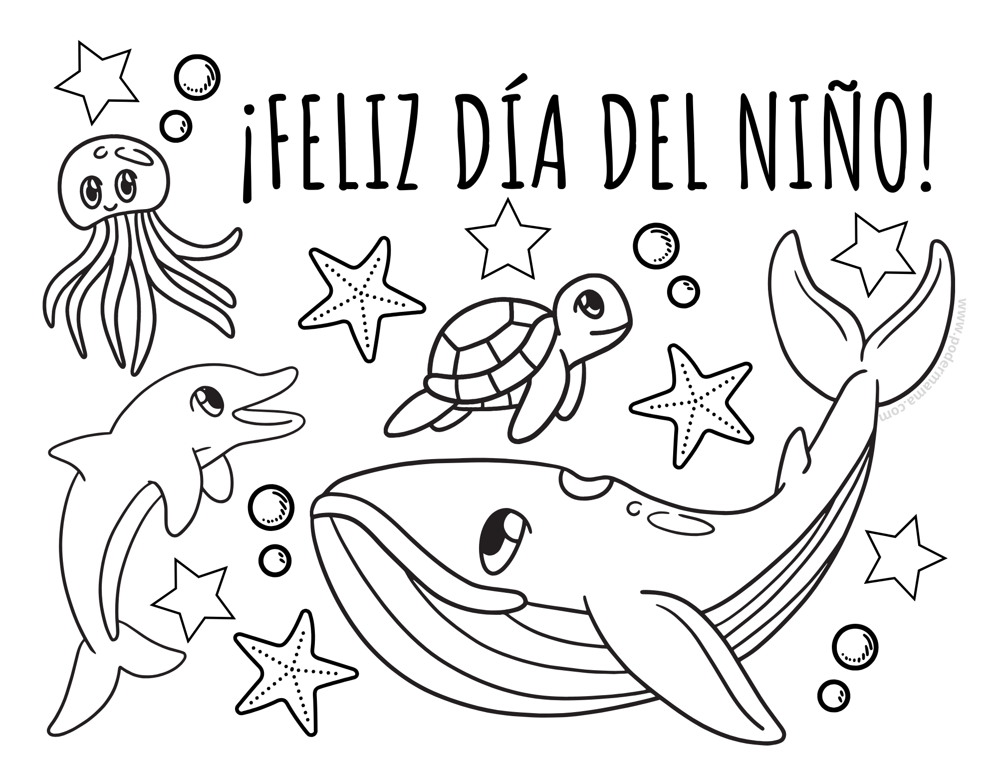 Dibujos del Día del Niño para colorear. - Poder Mamá