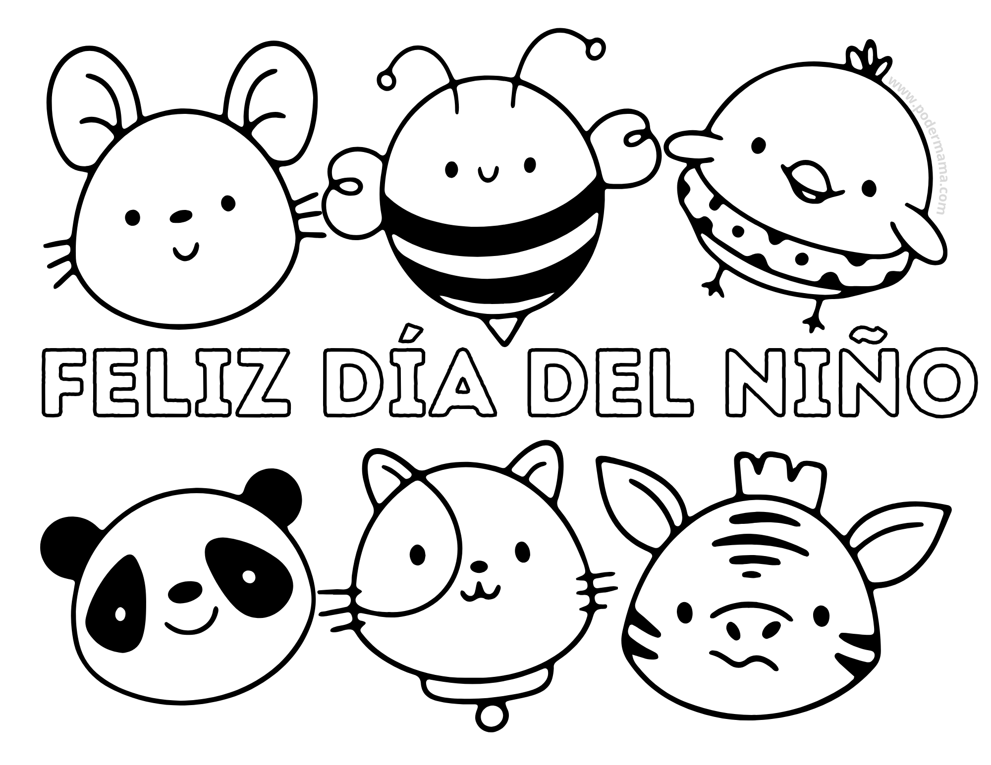 Dibujos del Día del Niño para colorear. - Poder Mamá