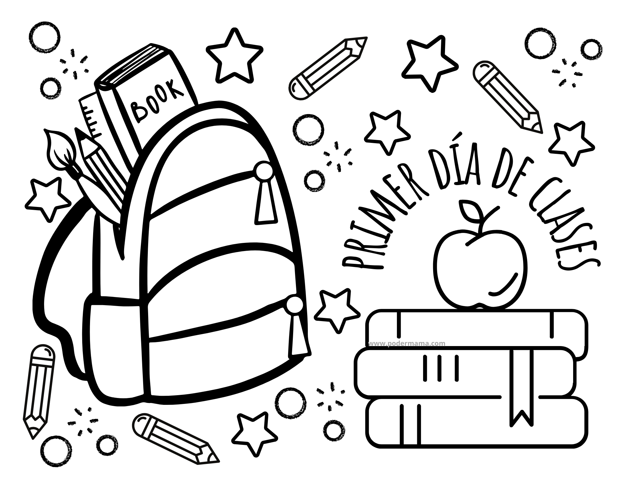 Dibujos del Regreso a Clases para colorear. - Poder Mamá