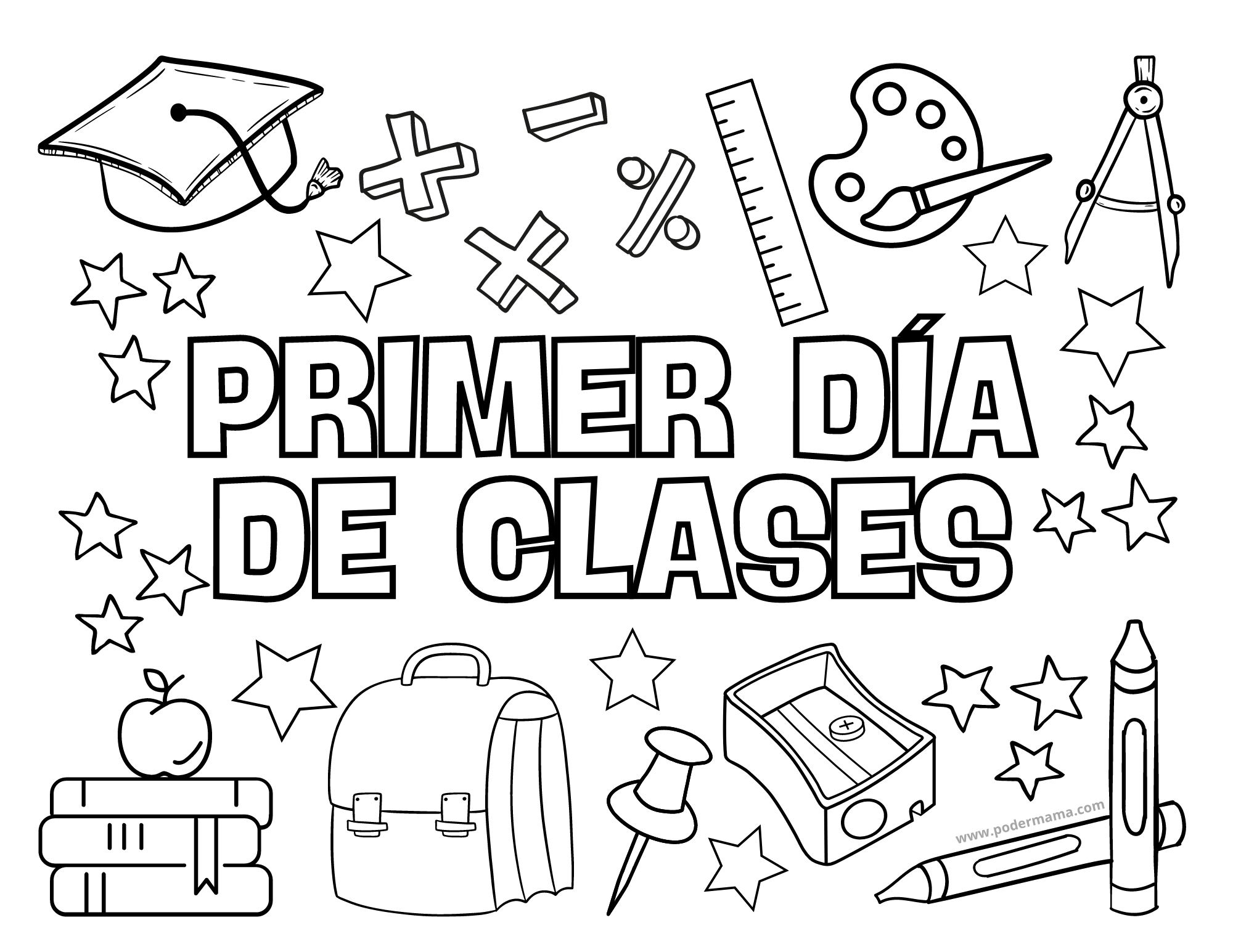 Dibujos del Regreso a Clases para colorear. - Poder Mamá