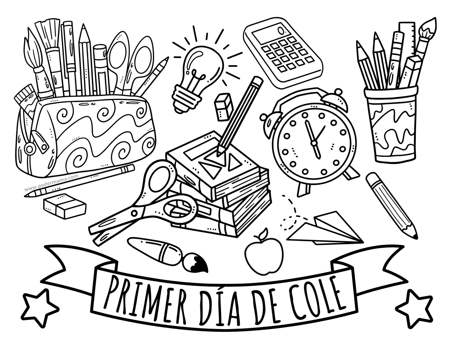 Dibujos del Regreso a Clases para colorear. - Poder Mamá