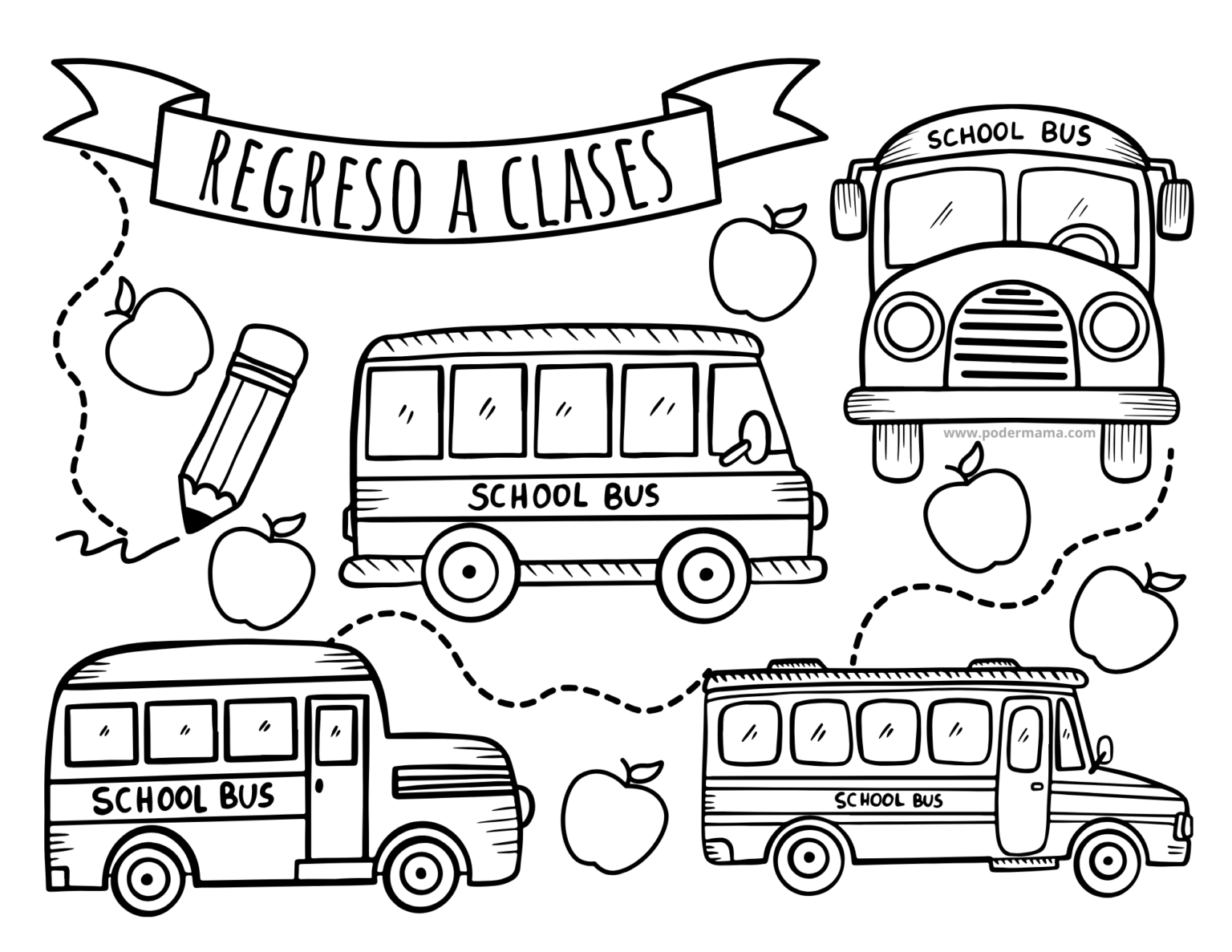 Dibujos del Regreso a Clases para colorear. - Poder Mamá