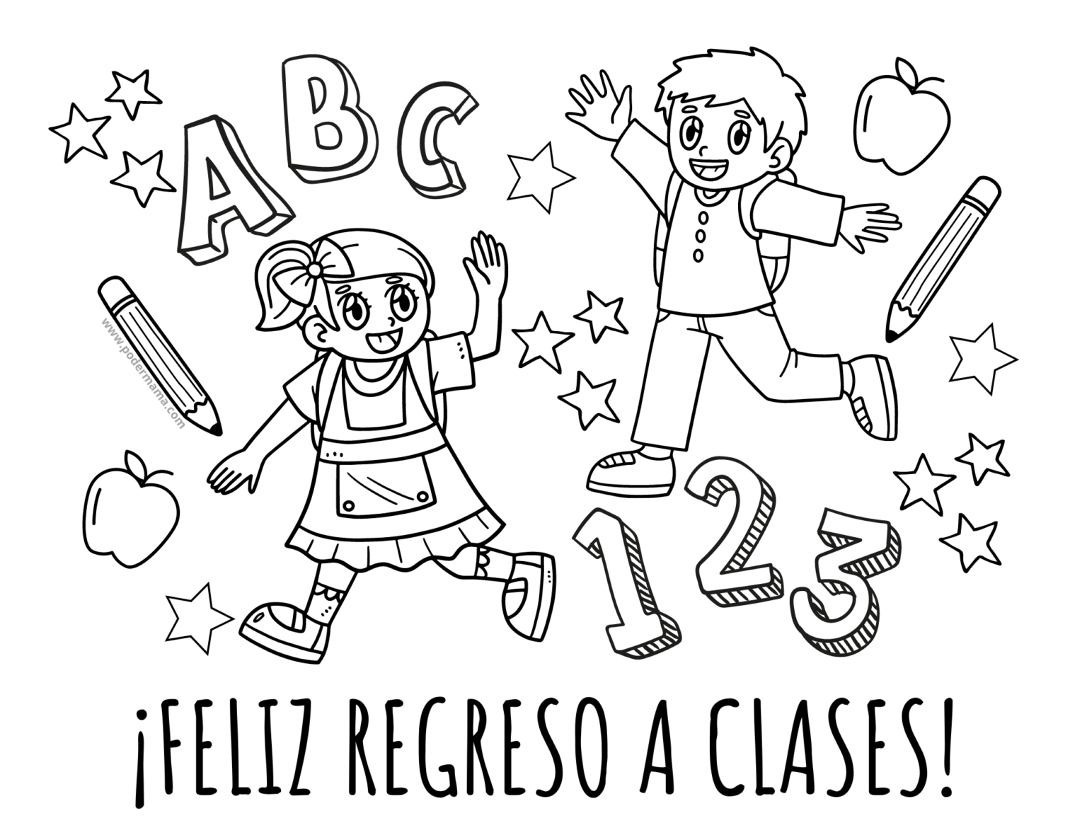 Dibujos del Regreso a Clases para colorear. - Poder Mamá