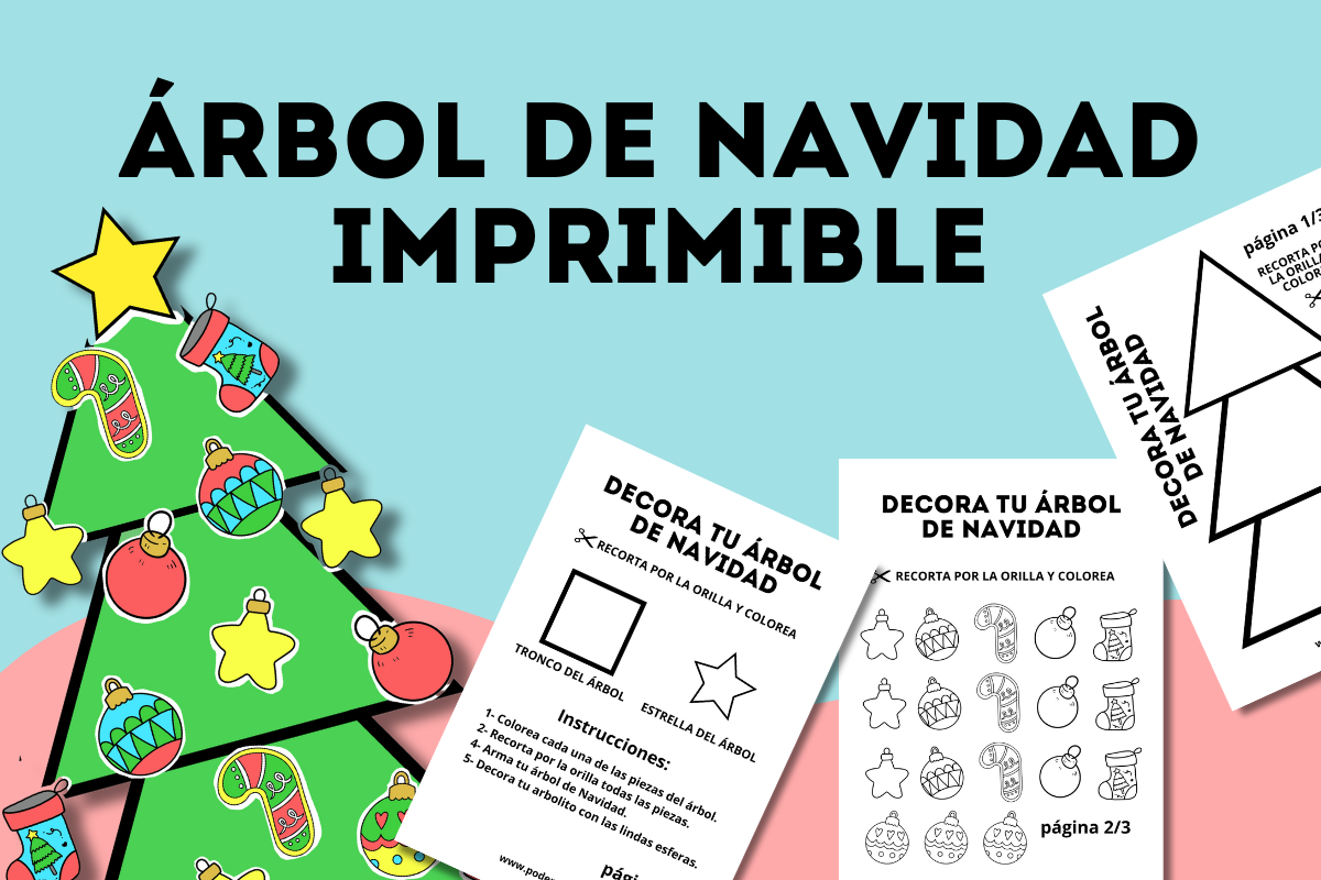 Árbol de Navidad imprimible para niños. - Poder Mamá