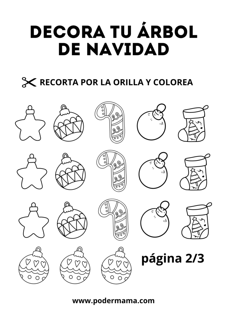 Árbol de Navidad imprimible para niños. - Poder Mamá