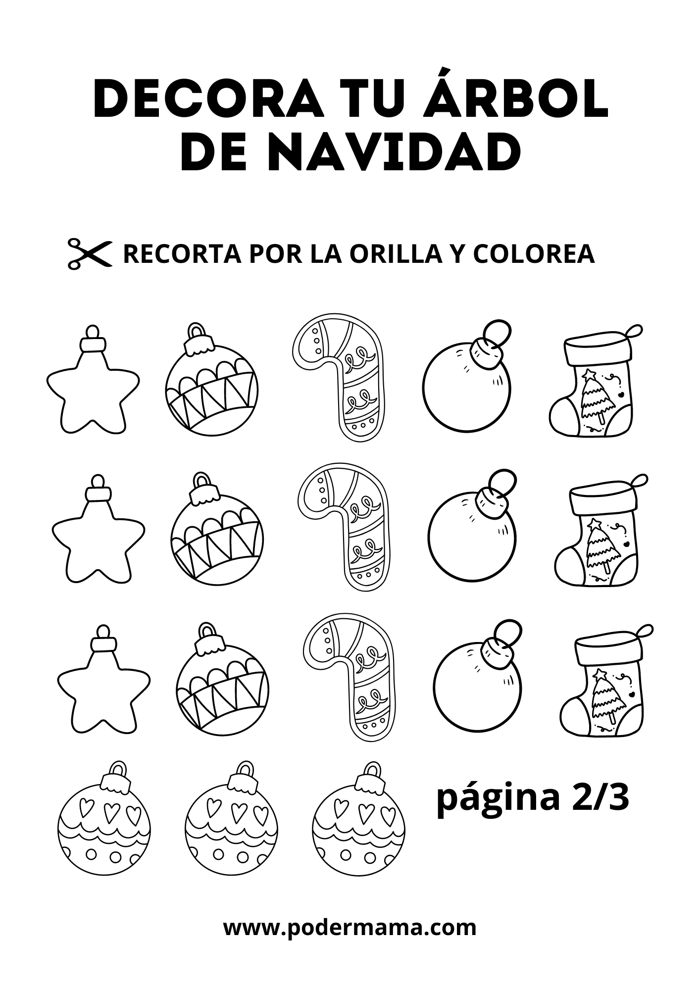 Árbol de Navidad imprimible para niños. - Poder Mamá