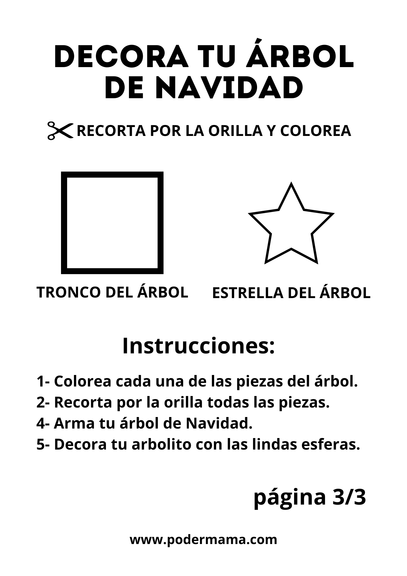 Árbol de Navidad imprimible para niños. - Poder Mamá