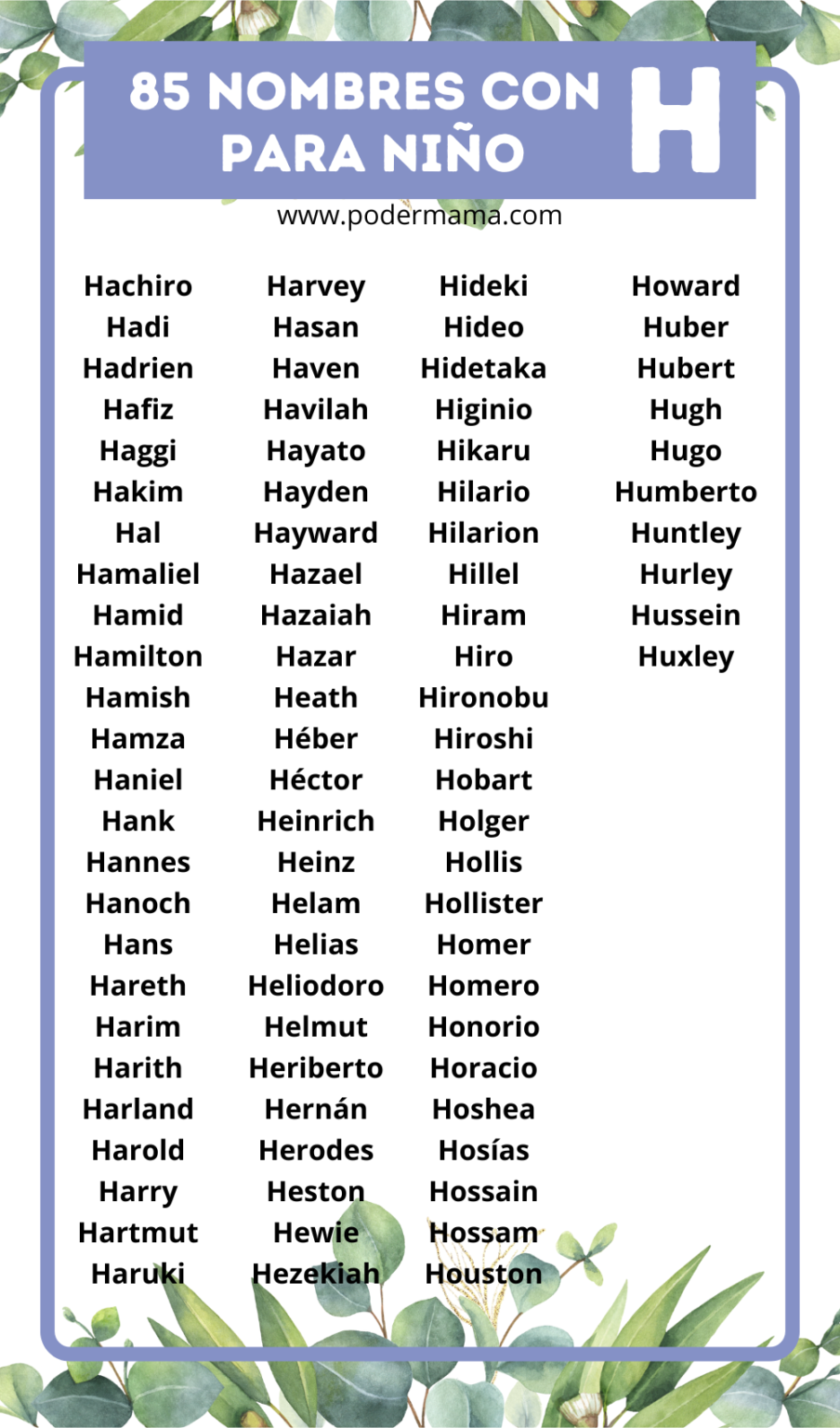 85 Nombres para niño con H, origen y significado. - Poder Mamá